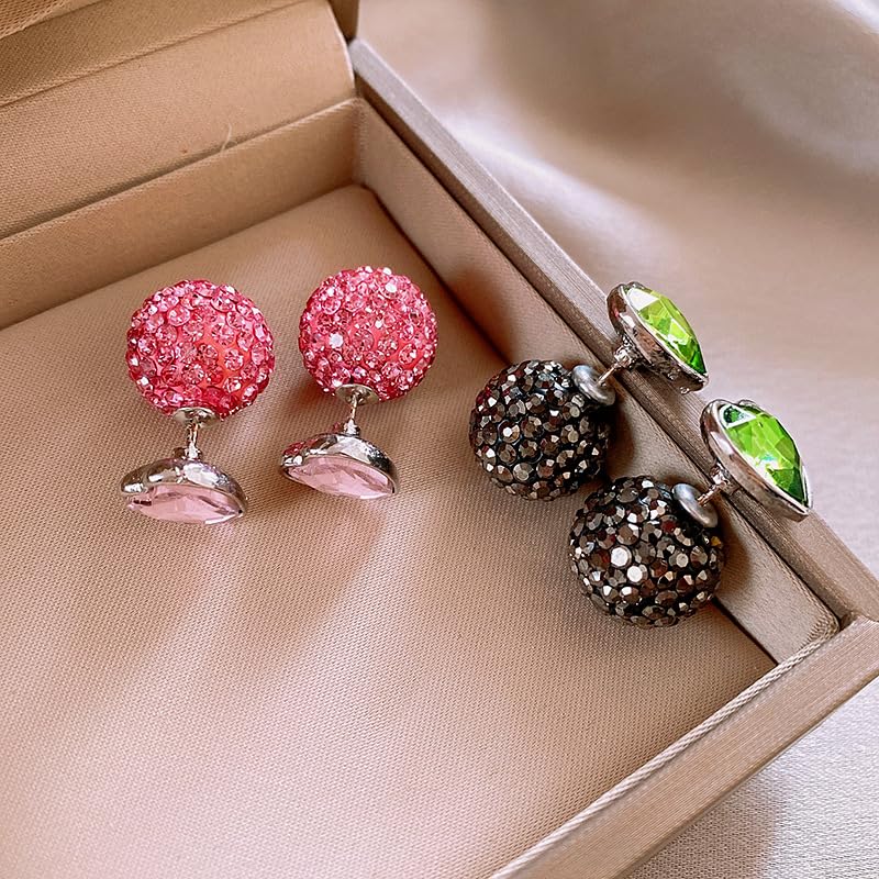 UMEYS Vogue Mixed Double-sided Pearls with Ball Beads Zircon Front-Back Stud Earrings in Various Styles for Women (color-17)