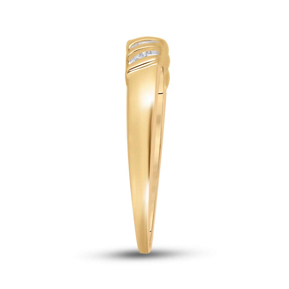 Sizes - L = 6.5, M = 9 - 10k Yellow and White 2 Two Tone Gold Mens and Ladies Couple His & Hers Trio 3 Three Ring Bridal Matching Engagement Wedding Ring Band Set - Round and Baguette Diamonds - Emerald Shape Center Setting (1/10 cttw) - Please use drop d