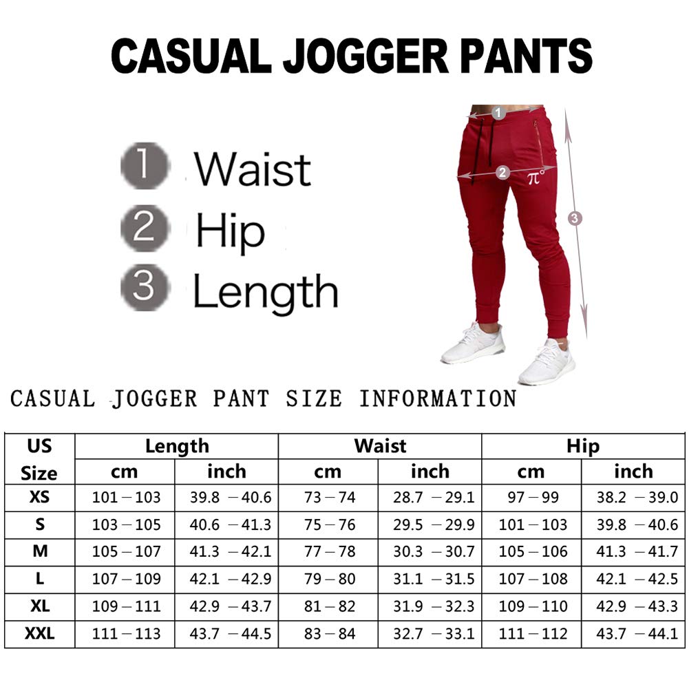 Wangdo Men's Joggers Sweatpants Gym Training Workout Pants Slim Fit with Zipper Pockets(Red-XXL)