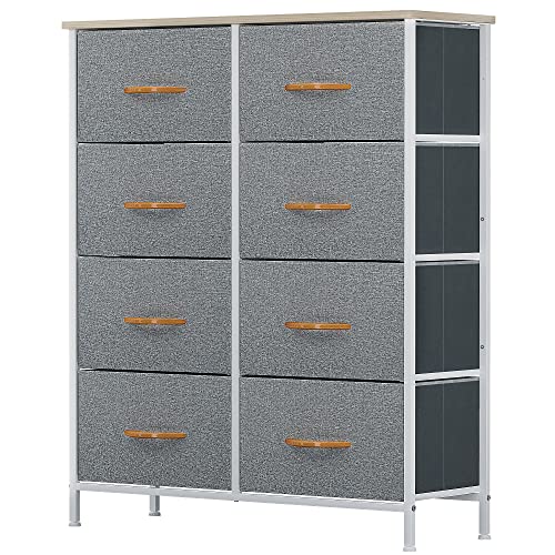 YITAHOME Dresser with 8 Drawers - Fabric Storage Tower, Organizer Unit for Bedroom, Living Room, Hallway, Closets & Nursery - Sturdy Steel Frame, Wooden Top & Easy Pull Fabric Bins (Coffee)