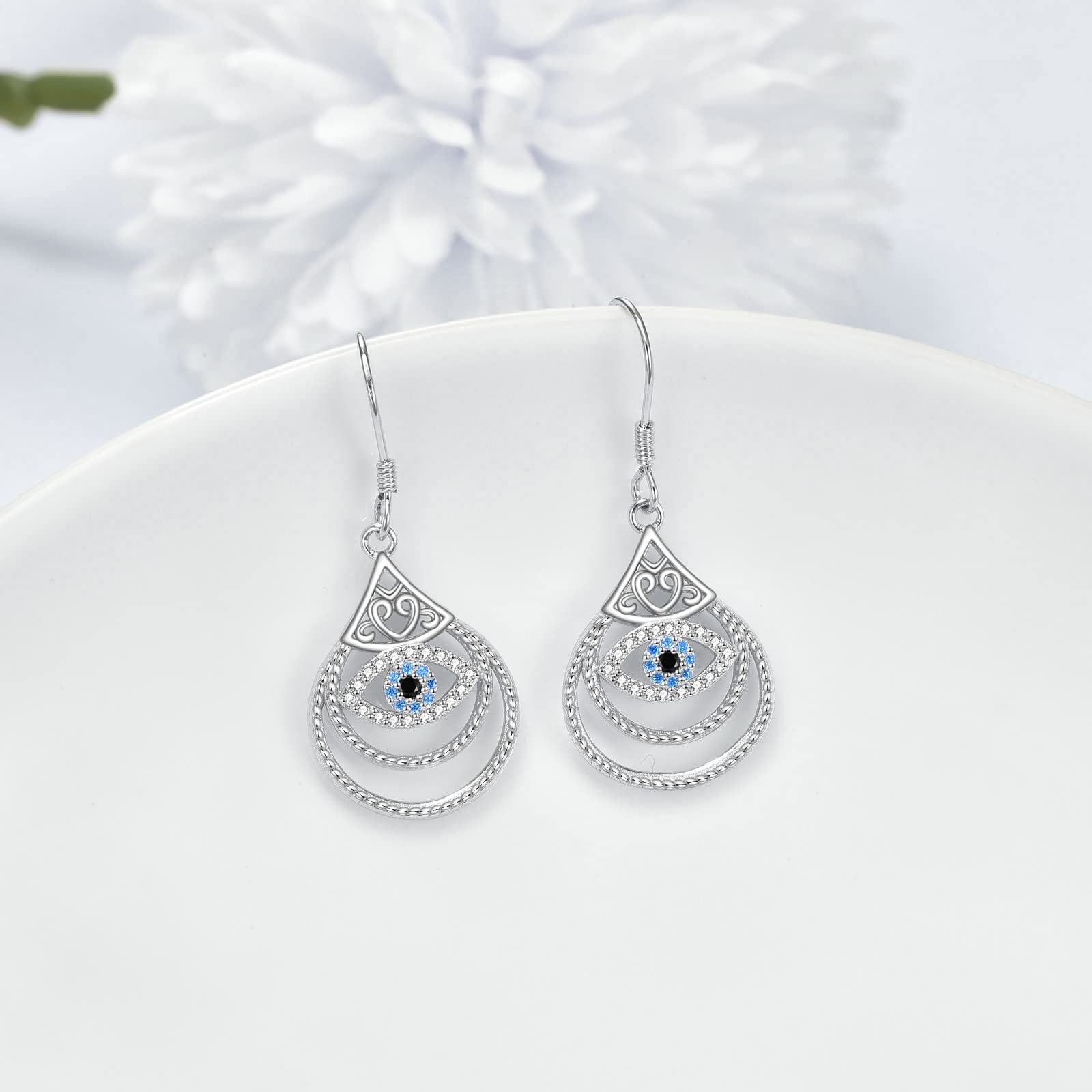 YAFEINI Evil Eye Earrings Sterling Silver Celtic Knot Evil Eye Drop Earrings Jewelry Gifts for Women