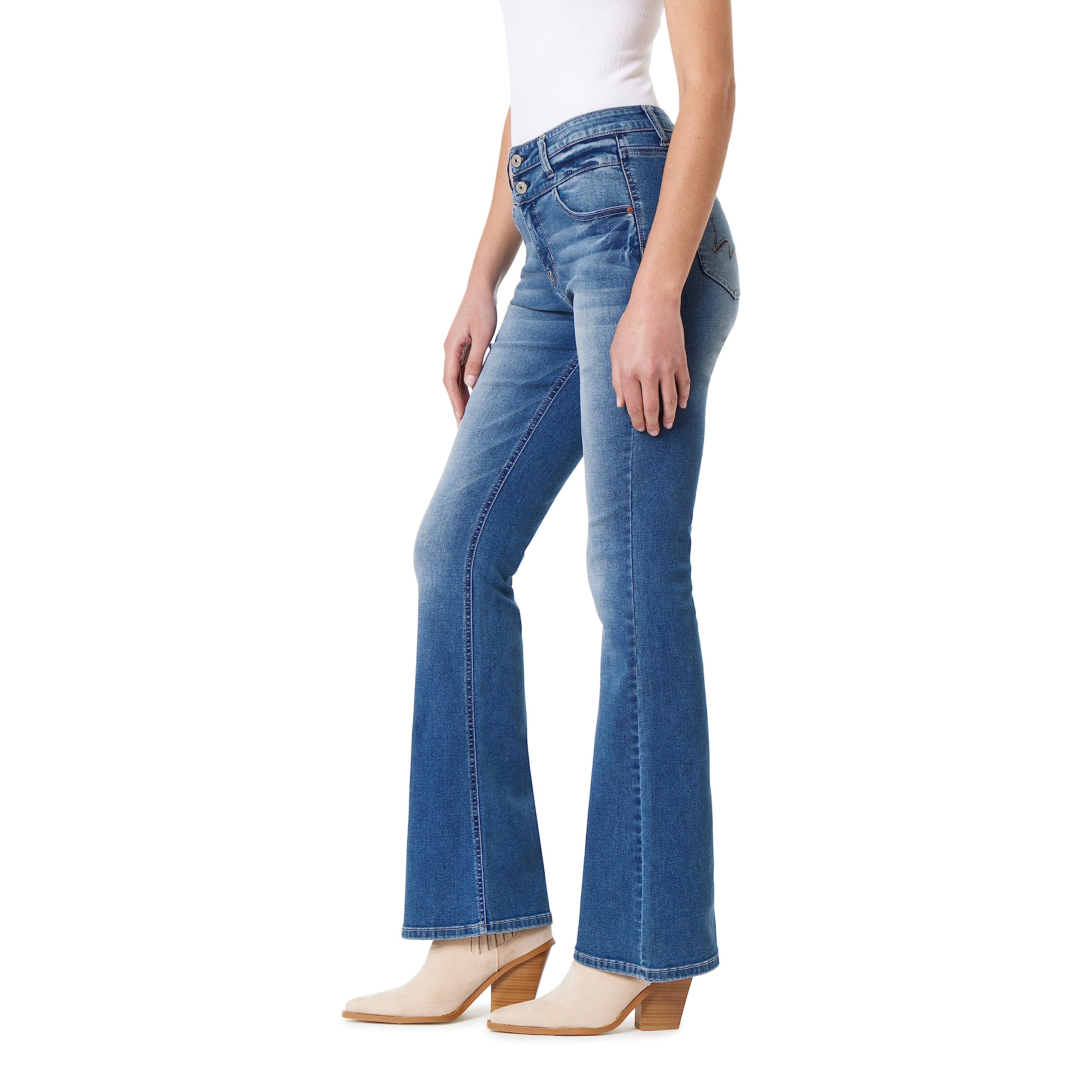 WallFlower Women's Sassy Flare High-Rise Insta Soft Juniors Jeans, Jayden, 17