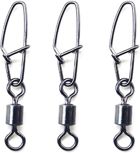 Yonihawk 50 Pack Fishing Swivels Fishing Tackle Assortment with Rolling Barrel Snaps Strong Strength Stainless Steel Duo Lock Snaps (2#)