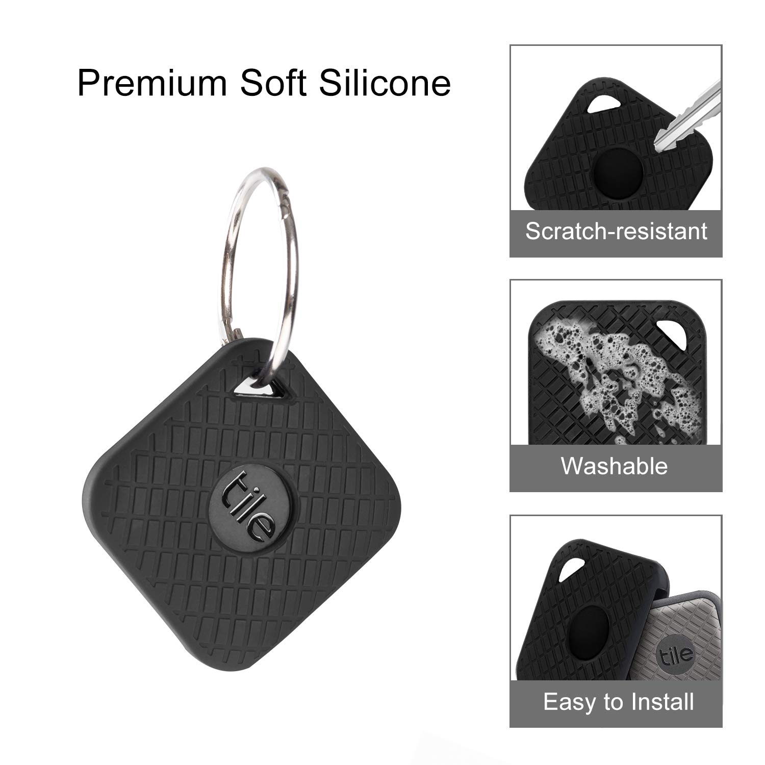 Seltureone Silicone Case Compatible for Tile Sport with Keychain, Anti-Scratch Lightweight Soft Protective Sleeve Skin Cover (Device Not Included)-Black