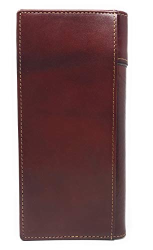 Western Genuine Leather Praying Cowboy Tooled Laser Cut Men's Long Bifold Wallet in 10 colors (Brown/Turquoise)