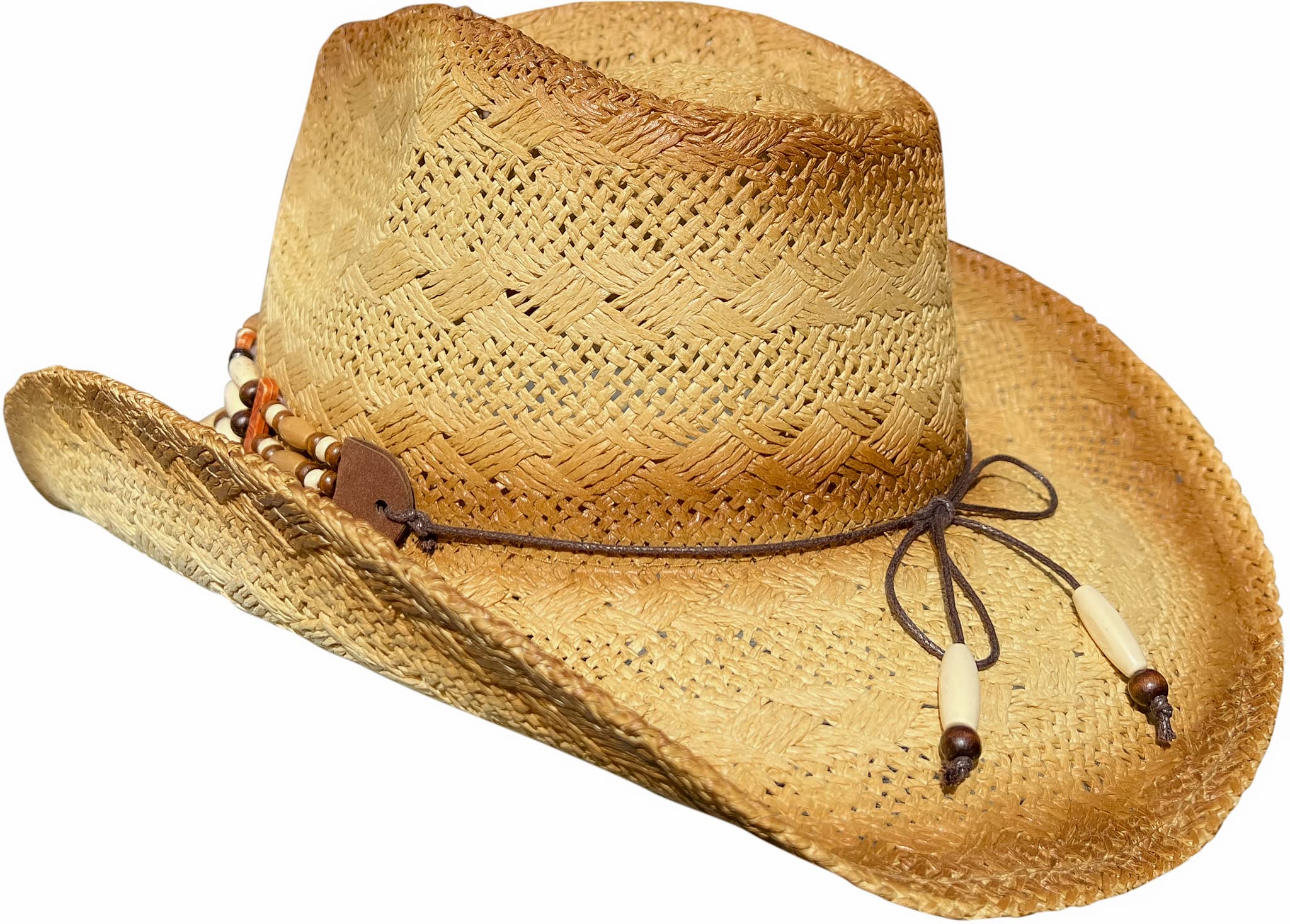 Western Outback Cowboy Hat Men's Women's Style Straw Felt Canvas (Western Brown)