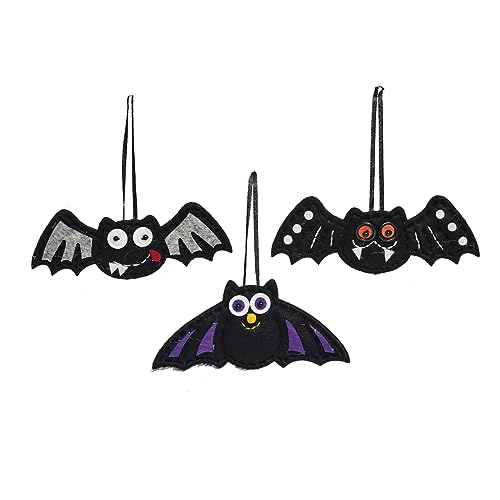The Bridge Collection Silly Bat Ornament Set - Set of 3 - Black Halloween Decor - Seasonal Tree Ornaments - Fall Ornaments