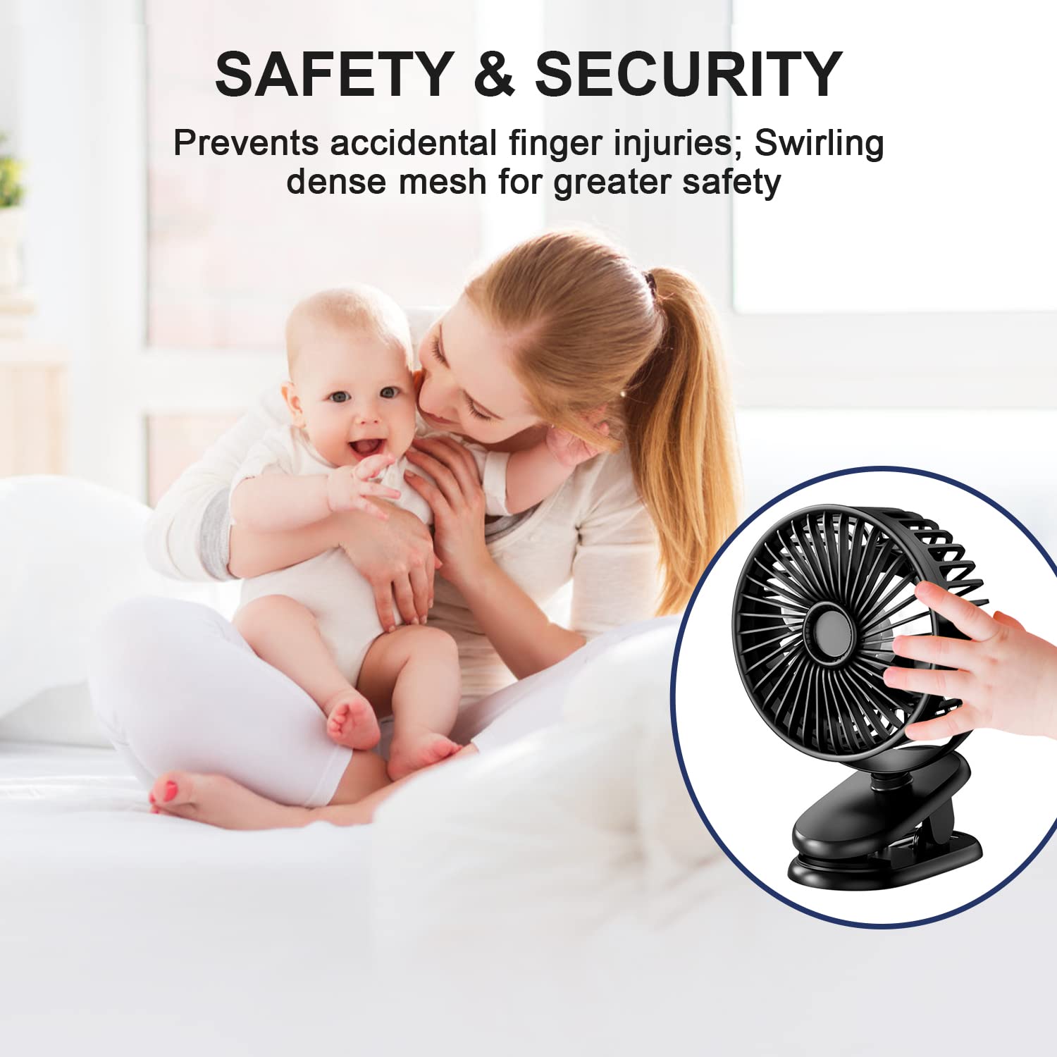 Small Clip on Fan, 2 Speeds USB Fan Powerful Personal Desktop Table Fan, Clip & USB Desk Fan with Sturdy Clamp, 360° Rotate Ultra Quiet operation for Home Office Indoor Bedroom Stroller(Black)