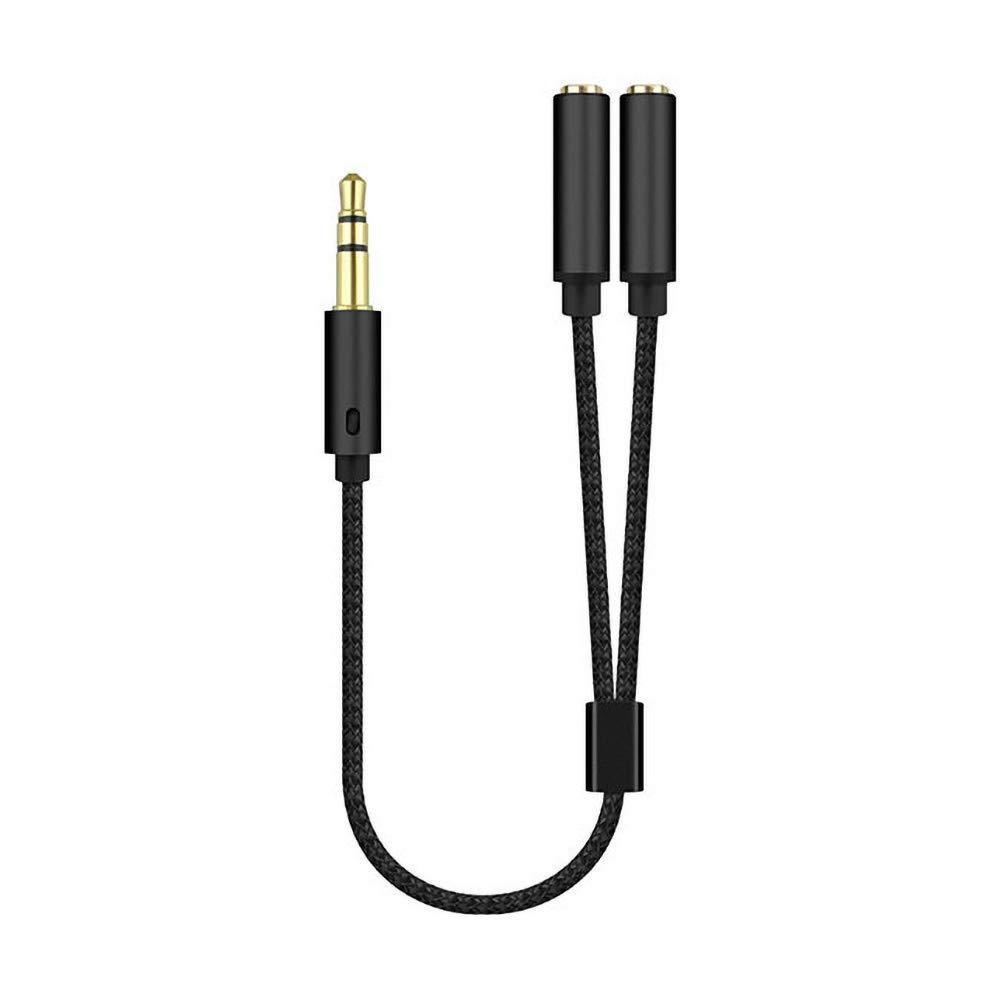 schicj133mm Headphone Splitter 3.5mm Audio Stereo Y Splitter Extension Cable Male to Female Dual Headphone Jack Adapter for Earphone Headset, Microphone Audio Cable Adapter Splitter Black