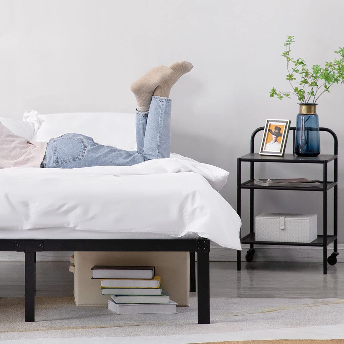 TATAGO 16 Inch Heavy Duty King Metal Bed Frame, 3500lbs Strong Support Platform Mattress Foundation, Non-Slip, No Noise & No Box Spring Needed