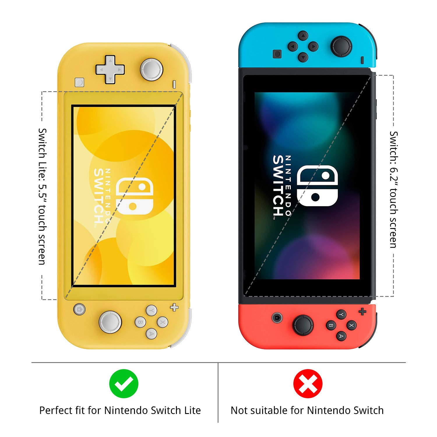 UNBREAKcable Screen Protector for Nintendo Switch Lite (2-Pack, 0.33mm) – 9H Hardness HD Tempered Glass Screen Protector for Nintendo Switch Lite (2019), [Bubbles Free, Anti-Scratch, Anti-Fingerprint]