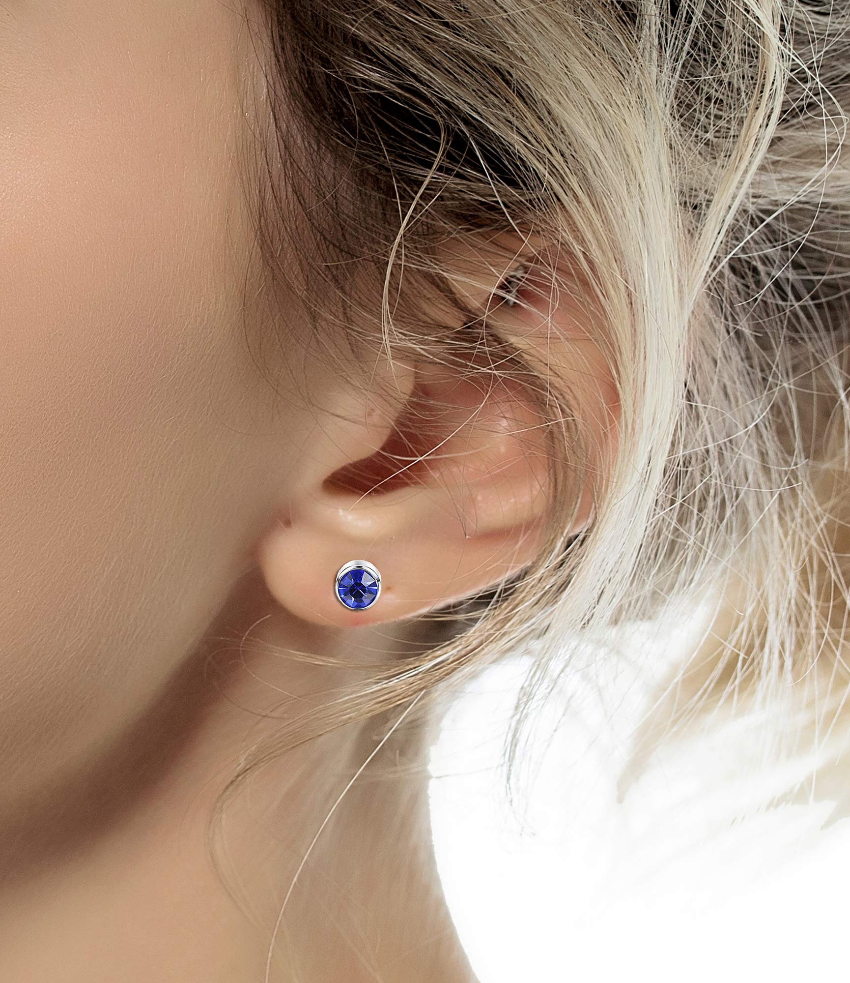 Tornito 14 Pairs Stainless Steel CZ Stud Earrings for Women Multicolor Cubic Zirconia Cartilage Helix Earrings Set Screwback 4MM