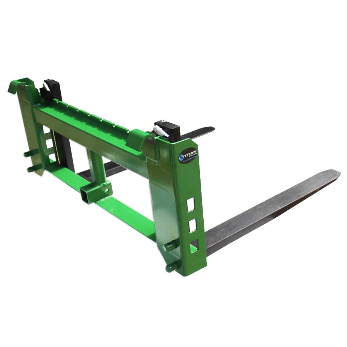 Titan Attachments Pallet Fork Attachment, 48†Fork Blades, Rated 3,000 LB, Receiver Hitch, Fits John Deere Loaders