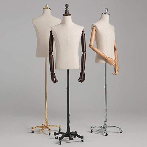 Tailors Dummy Mannequin Torso Adjustable Height with Universal Casters |for Male Shirt Form Display Dressmakers Dummy