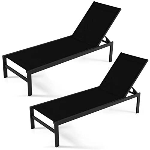 XXXDXDP 2 Piece Recliner Chair Aluminium Adjustable Recliner Black