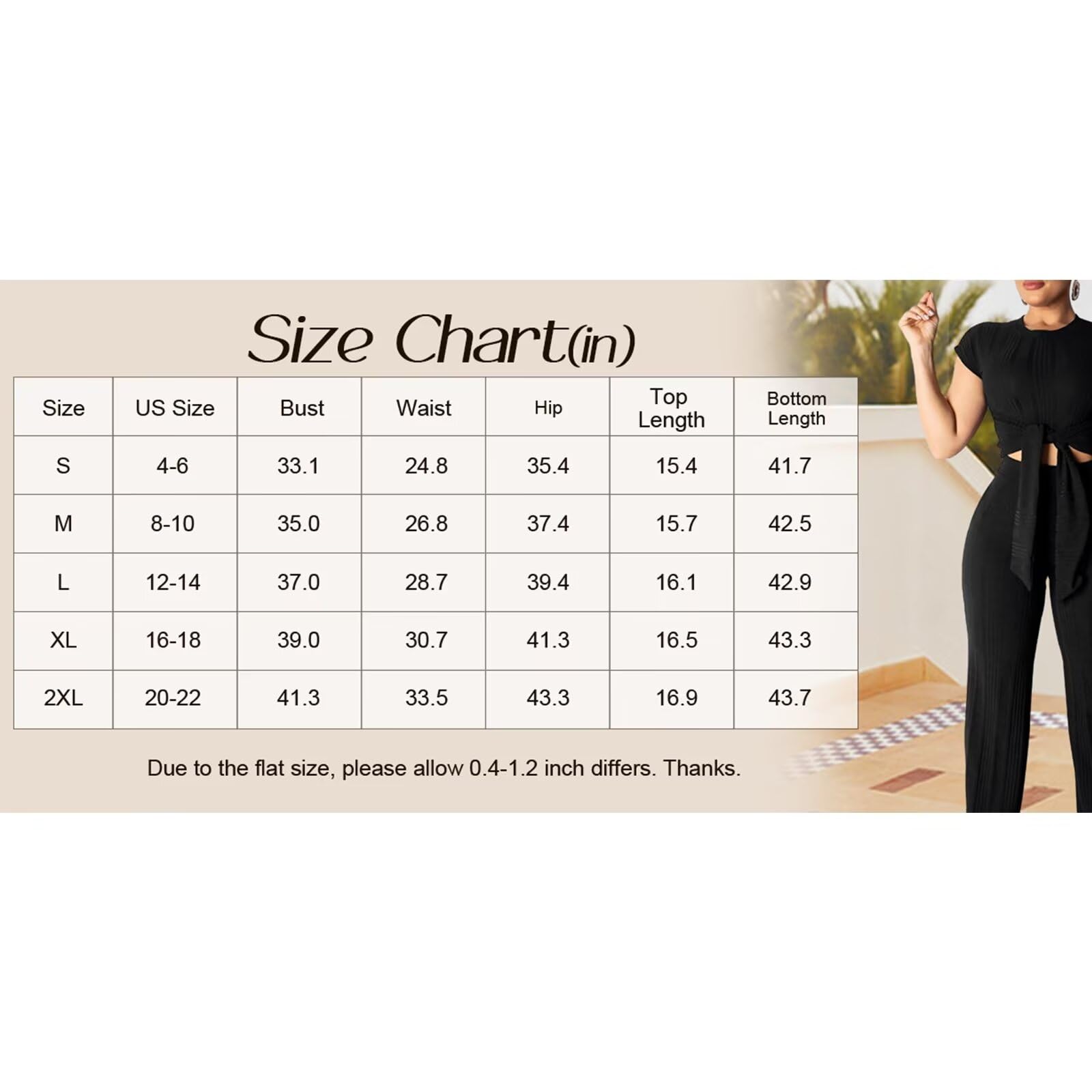 Women 2 Piece Outfits Summer Two Piece Pants Sets Sexy Tie Front Crop Top Wide Leg Casual Ribbed Outfit Pink Large