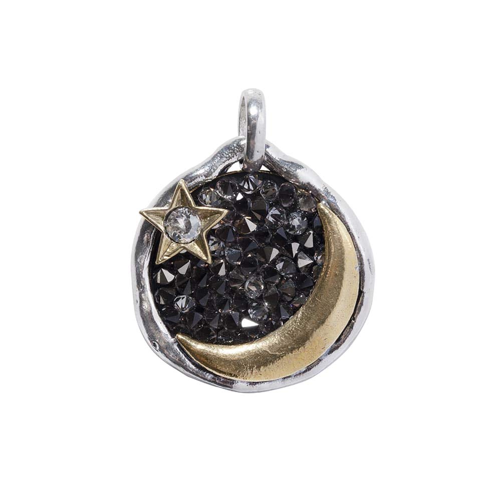 Waxing Poetic Eveningstar Sterling Silver and Crystals Pendant with Sentiment Inscription