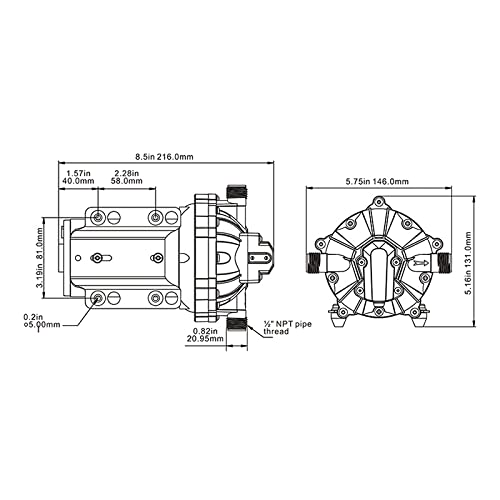 XuuSHA Hand Bilge Pump 24V-050-060-55 5.0 GPM 60PSI Diaphragm Pump Bilge Pump Automatic (Voltage : 12V)