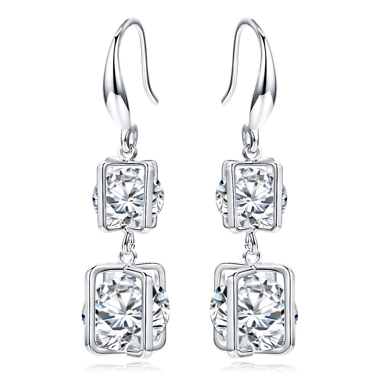 SBLING Platinum-Plated Cubic Zirconia Drop Earrings - Gifts for Women
