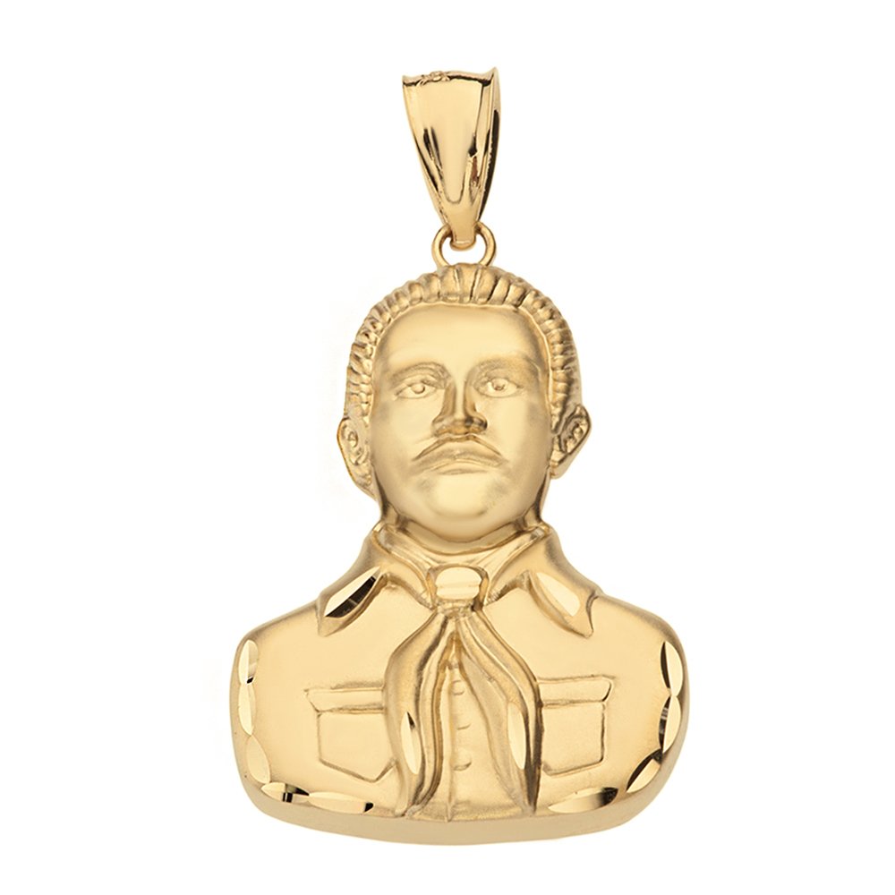 Solid 14k Yellow Gold Jesus Malverde Sinaloa Narco Saint Pendant