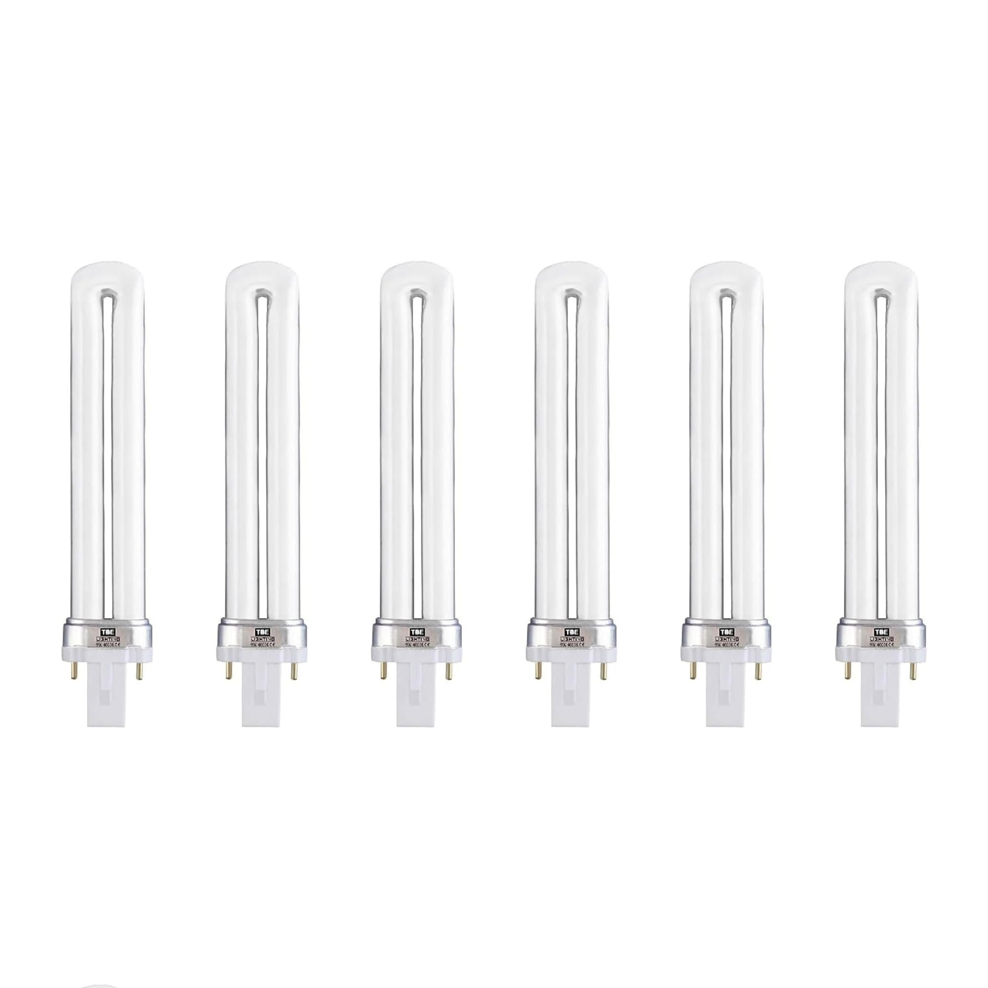 TBE LIGHTING 9w G23 2-Pin CFL Energy Saving Lamps - Cool White 4000K, 8000 Hour Life, 540 Lumen (6-Pack)