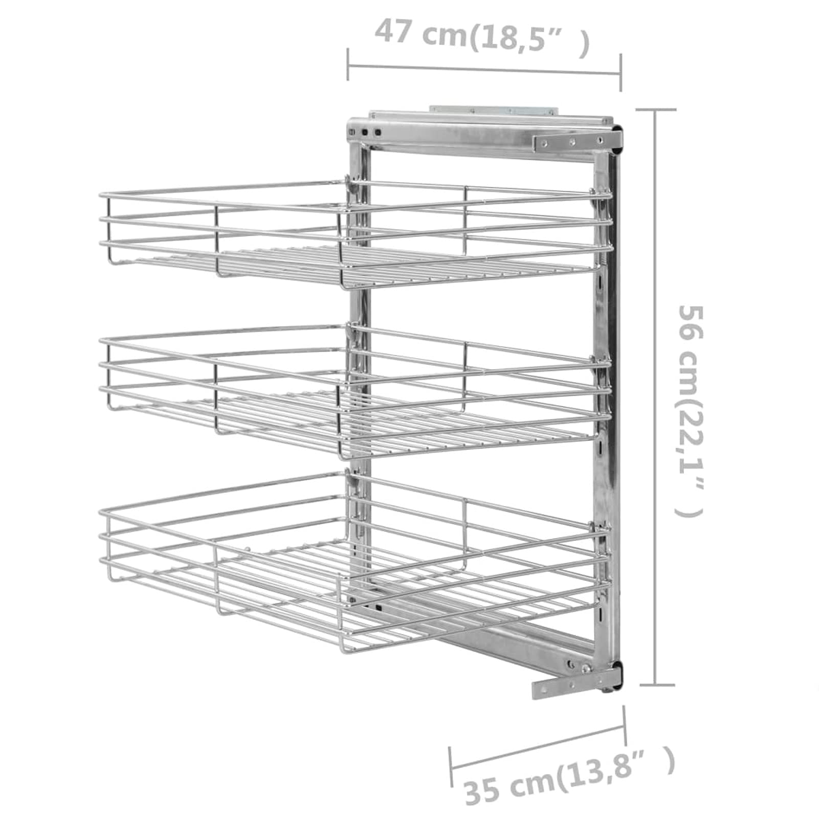 xiannv 3-Tier Pull-Out Kitchen Wire Basket Pull Out Spice Rack, Blind Corner Cabinet Pull Out, Pull Out Shelf Storage for Kitchen Base Cabinet Organization Silver 18.5"x13.8"x22"