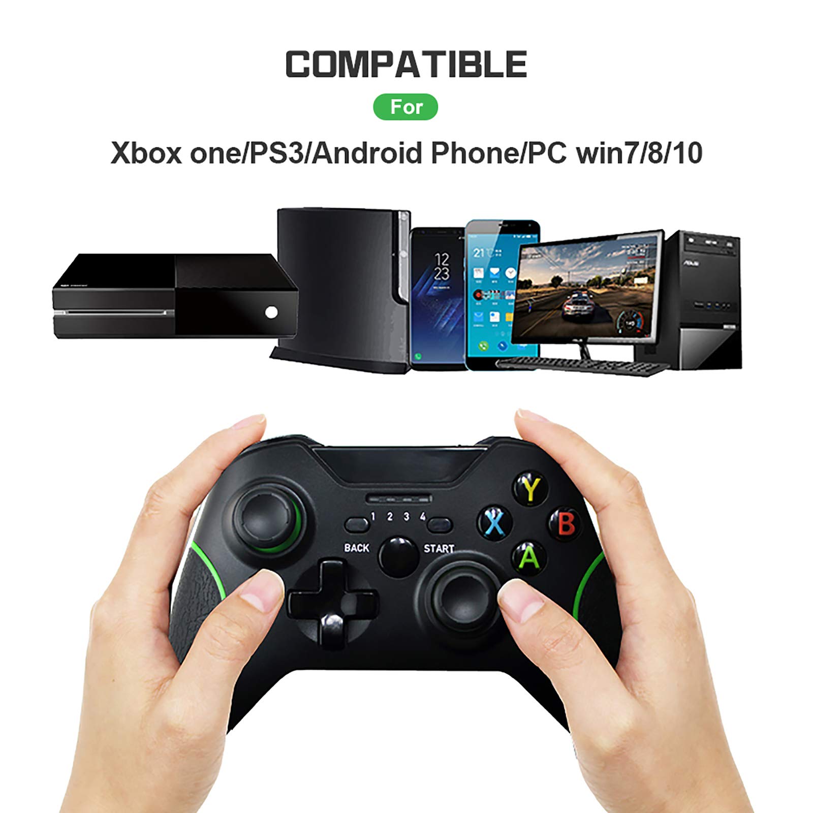 Wireless Controller for Xbox One,2.4GHZ Wireless Game Controller Compatible with Xbox One S/X/Elite, PS3, PC Windows 7/8/10,with Built-in Dual Vibration