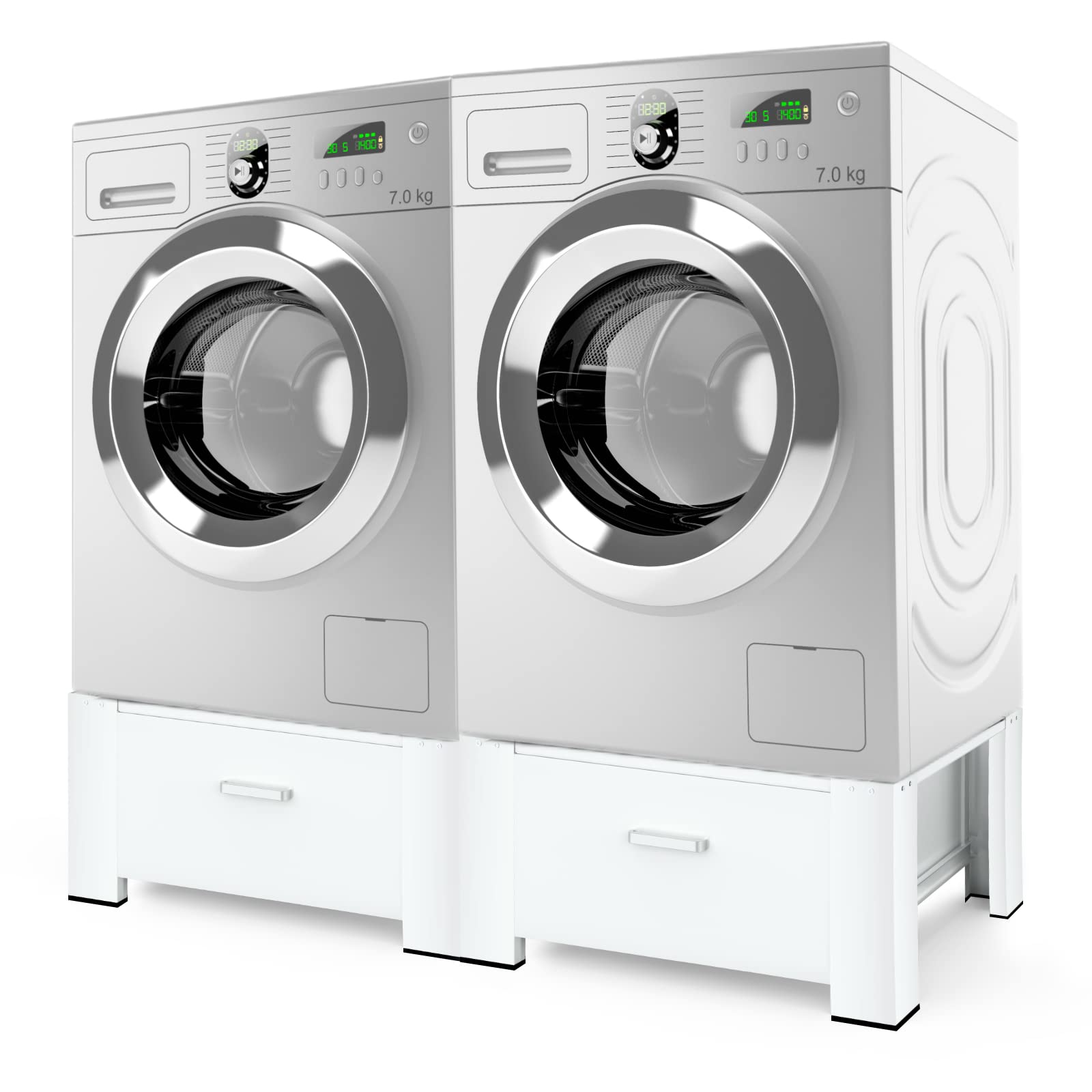 Washer Dryer Pedestals with Drawer - 29" Laundry Pedestal for Washer and Dryer, Steel Washing Machine Stand Raiser, 14.3 Inches Height Elevation