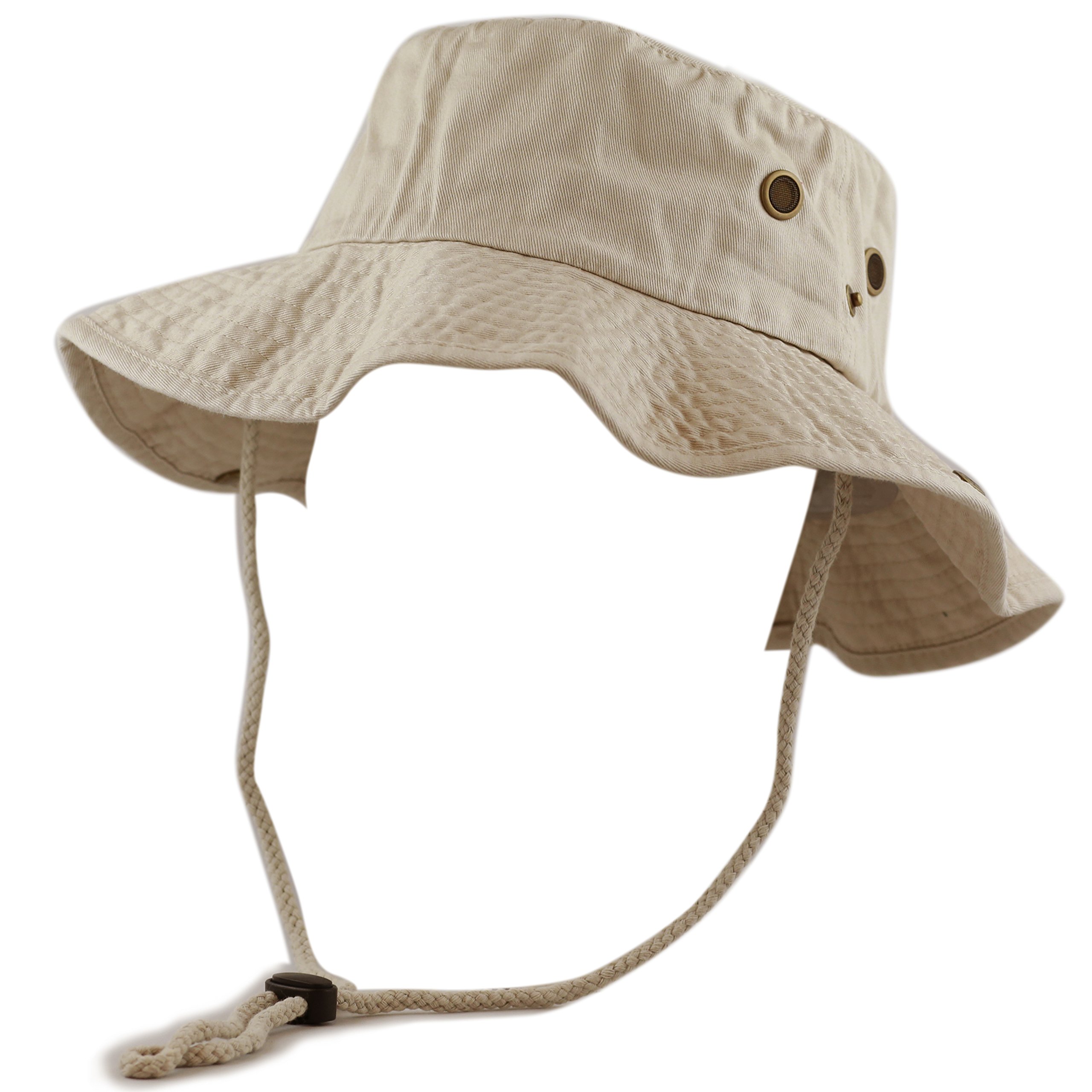 The Hat Depot 300N1510 Wide Brim Foldable Double-Sided Outdoor Boonie Bucket Hat (L/XL, 2. Cotton - Khaki)