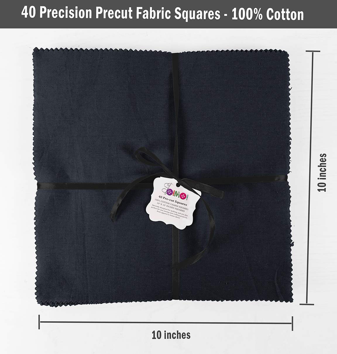 Soimoi Solid Blue Precut 10 inch Cotton Fabric Quilting Squares Charm Pack DIY Patchwork Sewing Craft