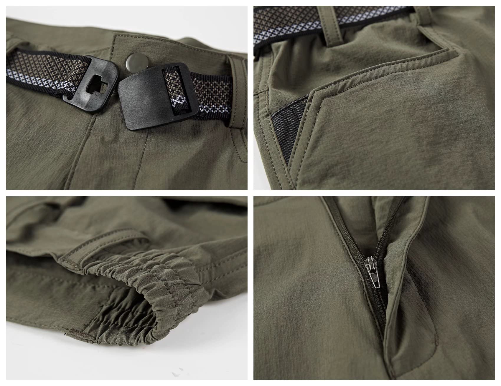 VtuAOL Outdoor Lightweight Cargo Shorts Quick Dry Shorts Zipper Pockets for Men Khaki US 32