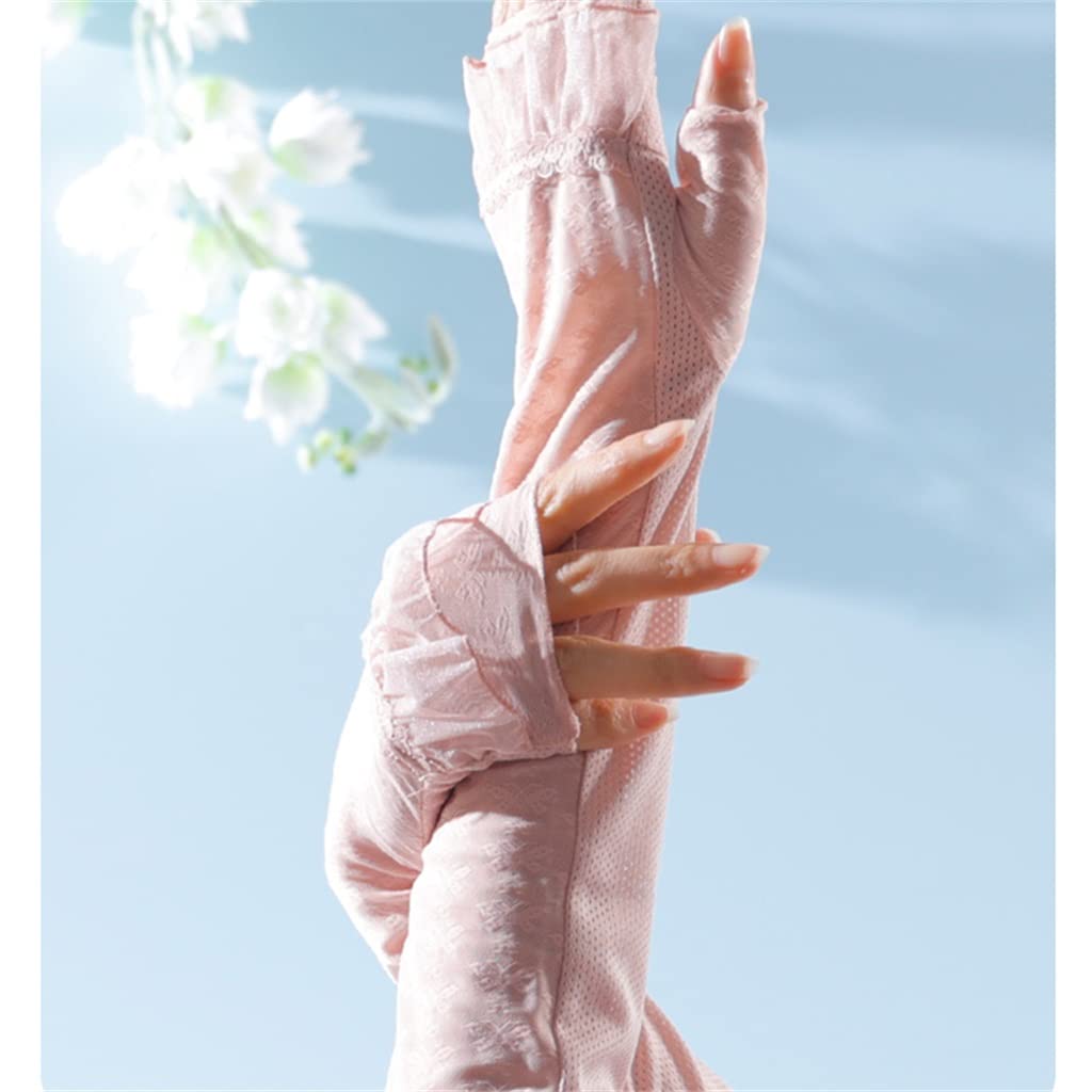 XWWDP Ice-Sleeve Women's Summer Thin Sleeves Driving Arm Sleeves Half-Finger Ice Silk Outdoor Riding (Color : C, Size : 55 * 22cm)
