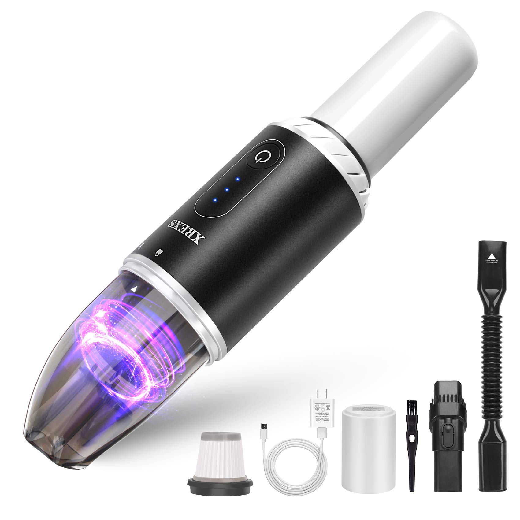 XREXS Handheld Vacuum Cordless, Portable Hand Held Car Vacuum Cleaner with High Power, Rechargeable Mini Vacuum for Home Pet Hair Cleaning