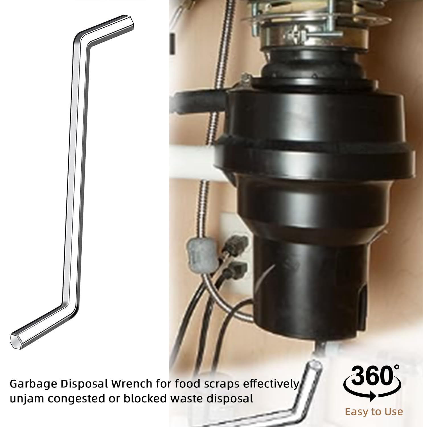 woiron Garbage Disposer Unjamming Wrench with 2 PCS Garbage Disposal Allen Wrench Tool,Garbage Disposal Wrench Tool,for Remove Clogging Above The Sink