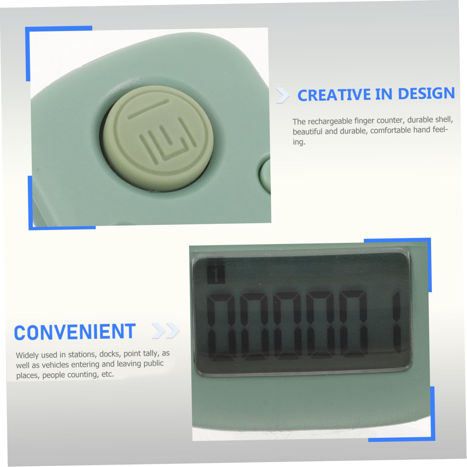 VANZACK Finger Counter Digital Counter Hand Counter Handheld Tally Counters Electronic Counter with Ring Digital Finger Rechargeable Counter Click Counter Number Clicker