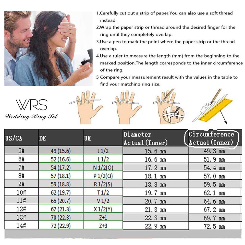 wedding ring set Two Rings His Hers Couples Matching Rings Women's 2pc White Gold Filled CZ Wedding Engagement Ring Bridal Sets Men's Stainless Steel Wedding Band