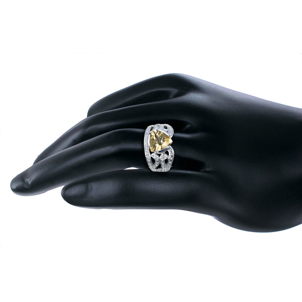 VIR JEWELS 2.50 cttw Citrine Fashion Ring Brass with Rhodium Plating Triangle Shape 11 MM Size 7