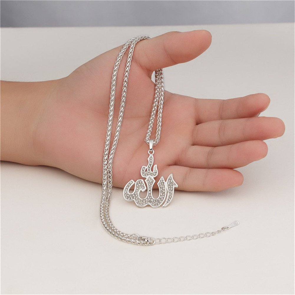 WELRDFG Zirconia Allah pendant necklace 18K gold plated/platinum plated men's/women's jewelry
