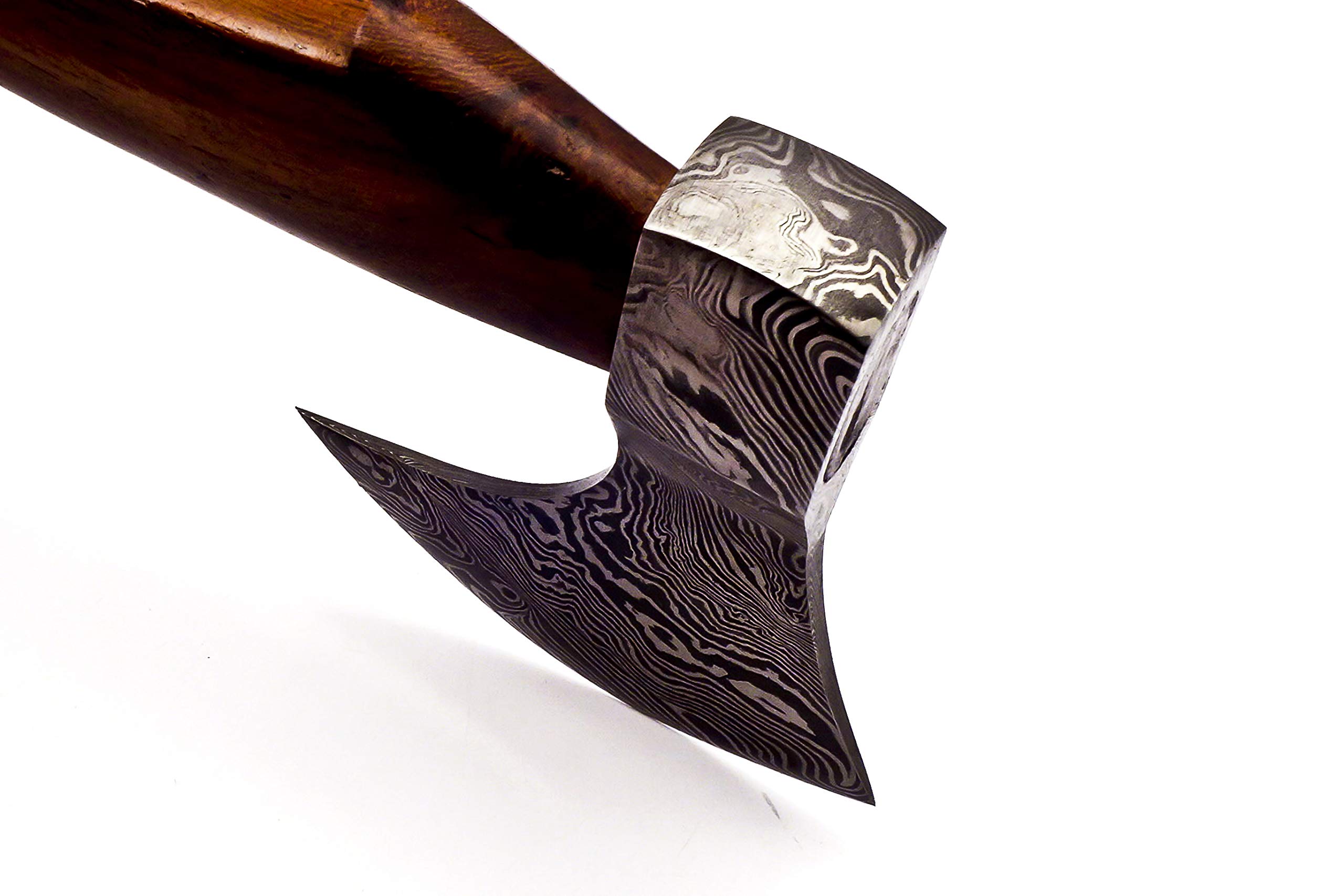 Skokie Knives Custom Damascus Steel Axes Hatchet Head Rose Wood Handle -Handmade Premium Quality Edge Fixed Blade – For Multipurpose–Ideal for Survival Hunting Camping Hiking Outdoor Every Day Carry