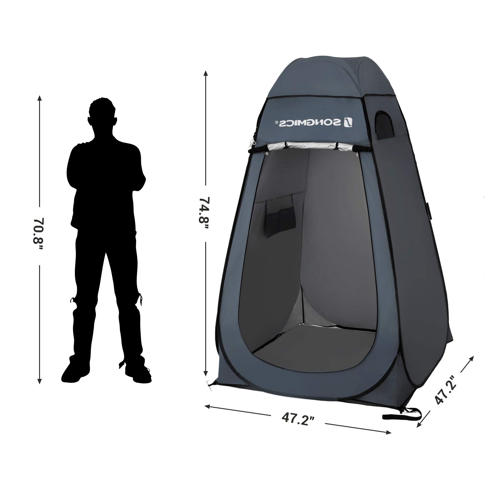 SONGMICS Pop up Tent, Privacy Shelter for Changing Room, Dark Gray + Blue