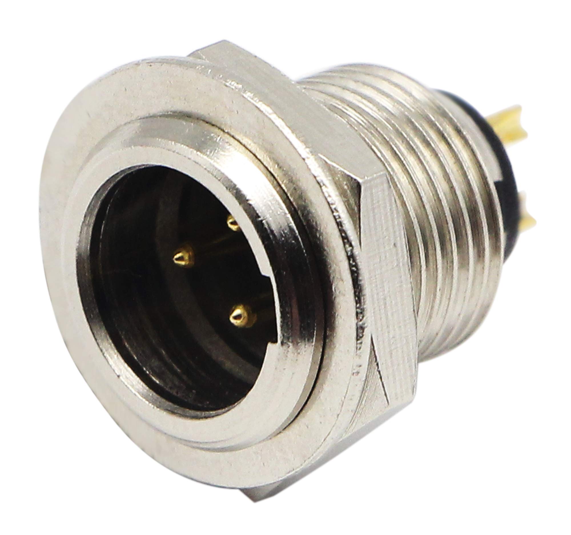 zdyCGTime DIY 3 Pin Mini XLR Adapters 3 Pin Mini XLR Male Socket Connector for Mic (Microphone) and Chassis Panel Mount XLR Aviation Circular Plug Connector(2 Pack)
