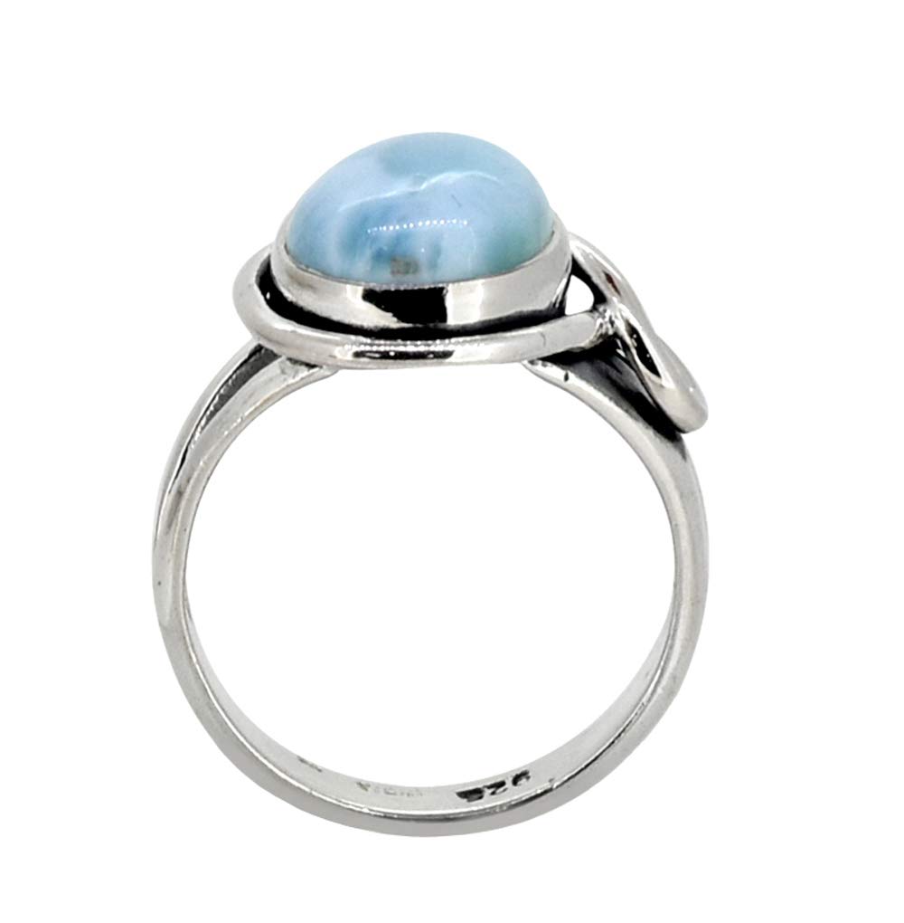 YoTreasure 10x12 MM Natural Larimar in 925 Sterling Silver Solitaire Ring
