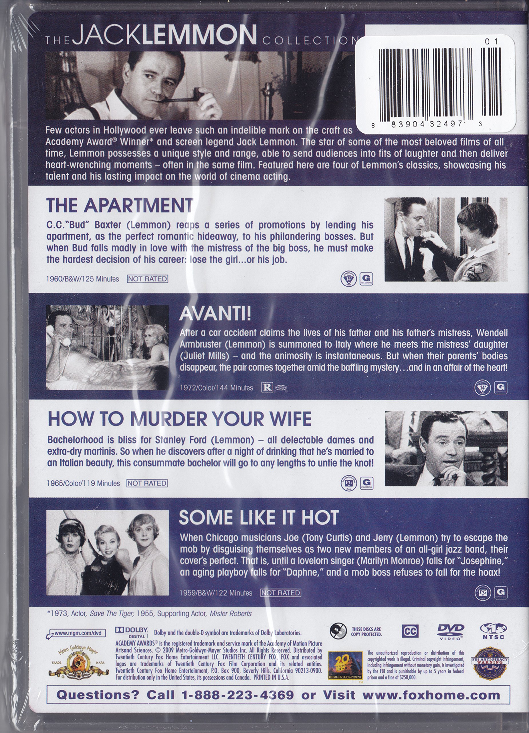 The Jack Lemmon Collection: (The Apartment / Avanti! / How To Murder Your Wife/ Some Like It Hot)