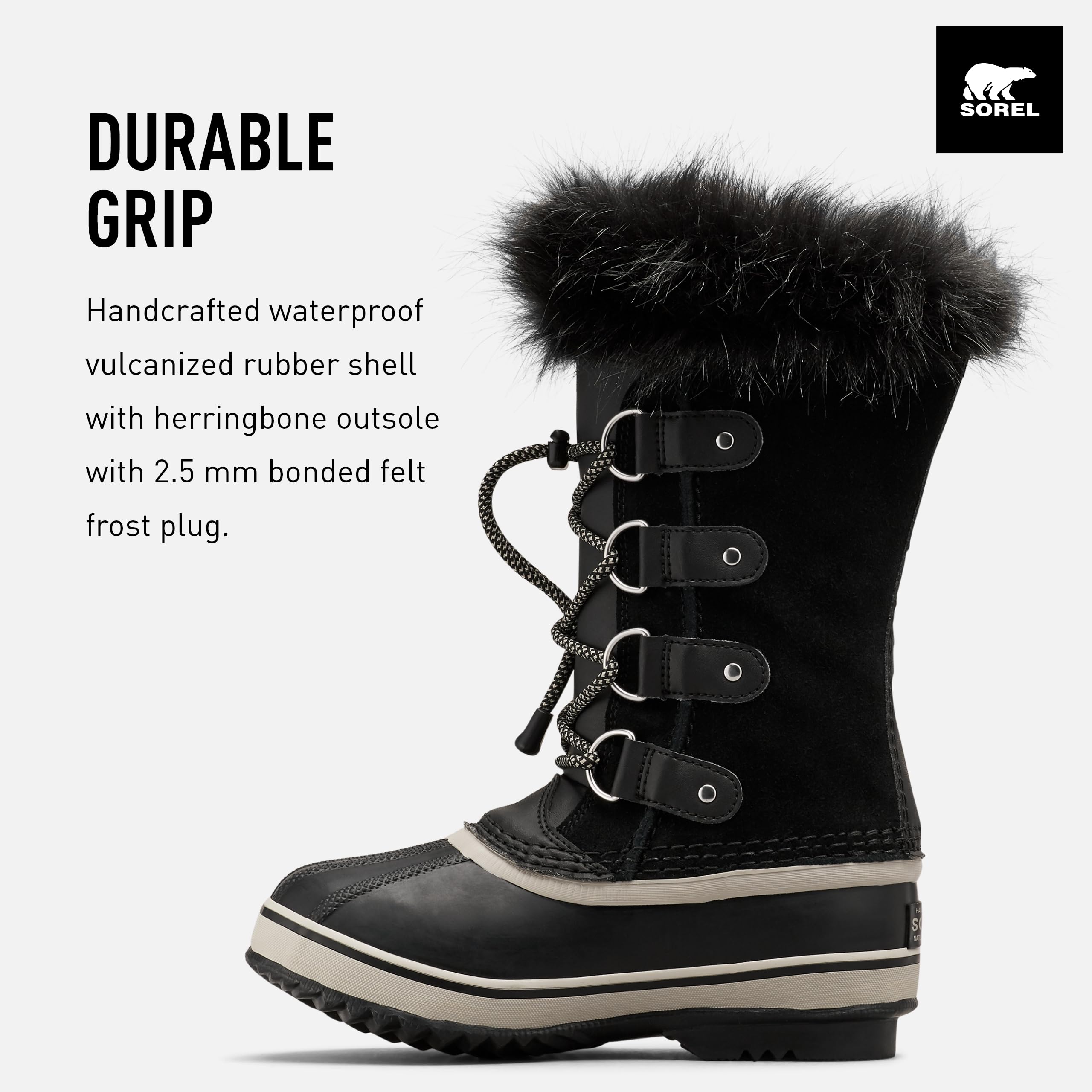 Sorel Youth Unisex Youth Joan of Arctic Waterproof Boots - Black, Dove - Size 4