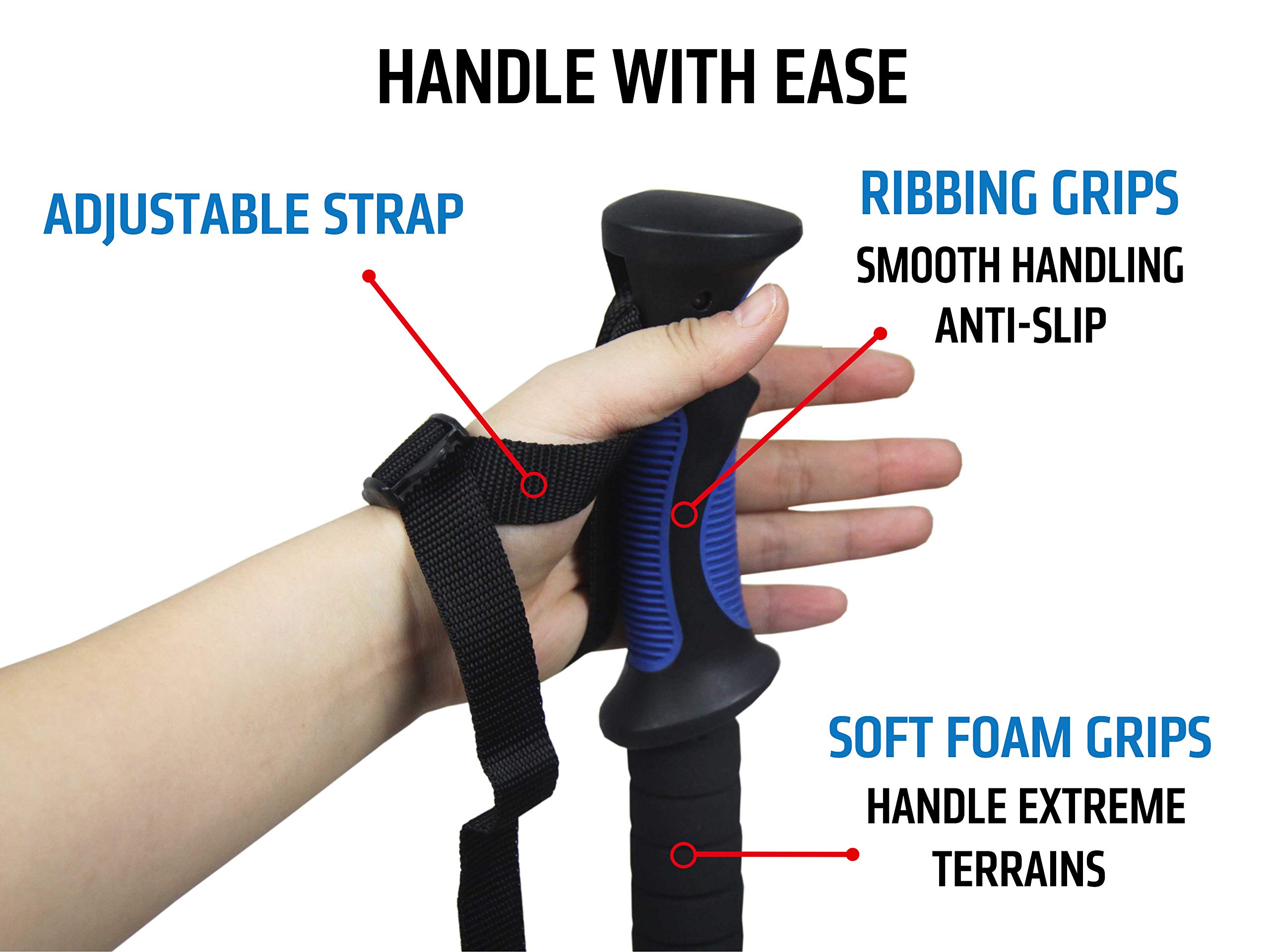 Trekology Trekking Poles Collapsible Adjustable 2pc/Set Aluminum Telescopic Hiking Pole Walking Sticks with Quick Release Lever Lock and Ergonomic Grip