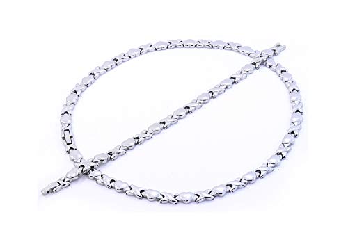 SPARKLE XOXO Silver Tone Hugs and Kisses Stainless Steel Stampato Necklace and Bracelet Set