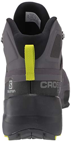 Salomon Cross MID Gore-TEX Hiking Boots for Men, Magnet/Black/Lime Punch, 11