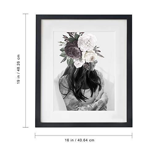 Woman Flower Head Fashion Modeling - Wall Decor Poster Print - Trendy Feminine Fine Visual Art Display (Framed)