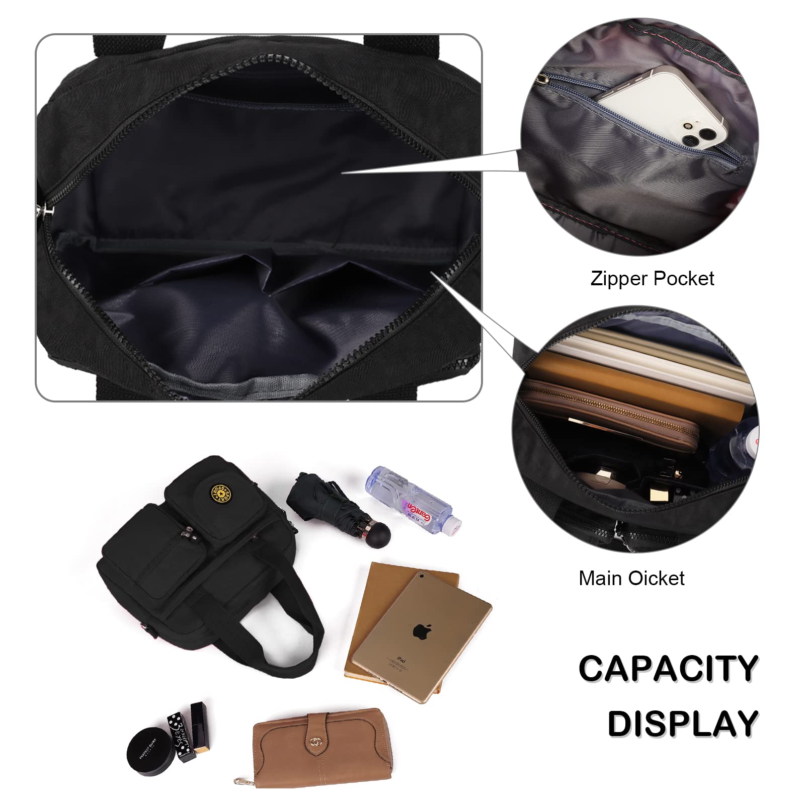 Small Shoulder Handbag,Multi Pocket Small Canvas Handbag With Zipper,Crossbody Bags For Women,Satchel Tote messenger