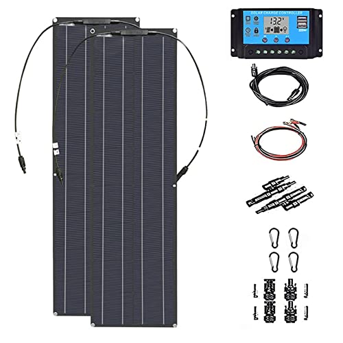 Solar Panel Portable Solar Panel 2X100W Monocrystalline Solar Charger Solar Panel for Smartphone Powerbank Camera Outdoor Camping Travel and Off-Grid Applications